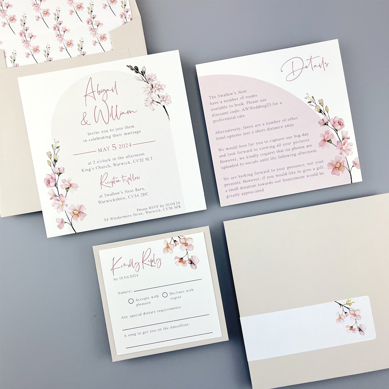 Abigail Evening Invitation - Pure Invitation Wedding Invites