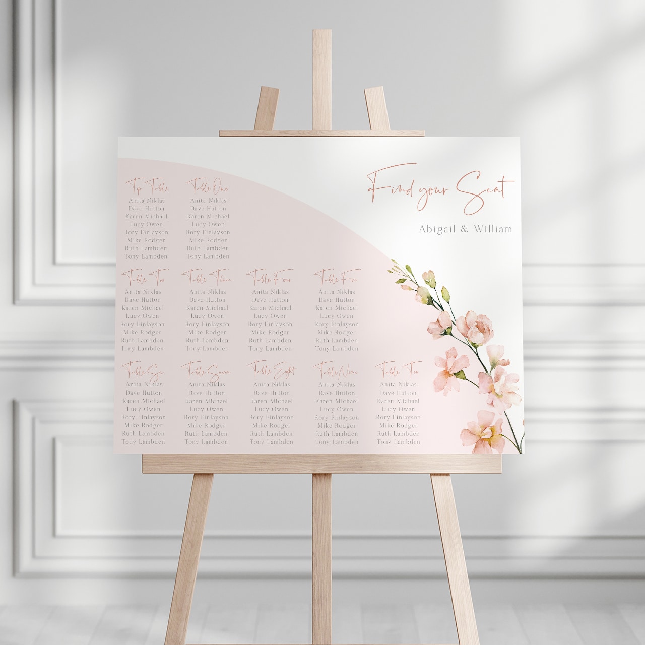 Abigail Bundle including A1 Welcome & Table Plan signs + FREE table ...