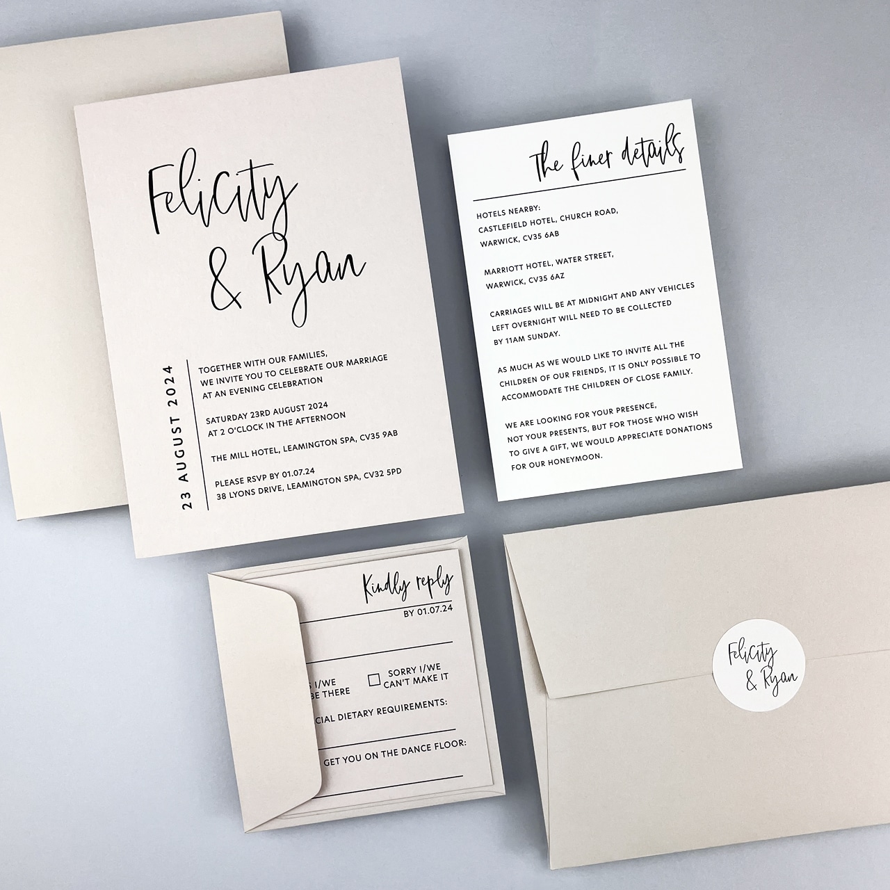 Felicity Parcel Evening Invitation - Pure Invitation Wedding Invites
