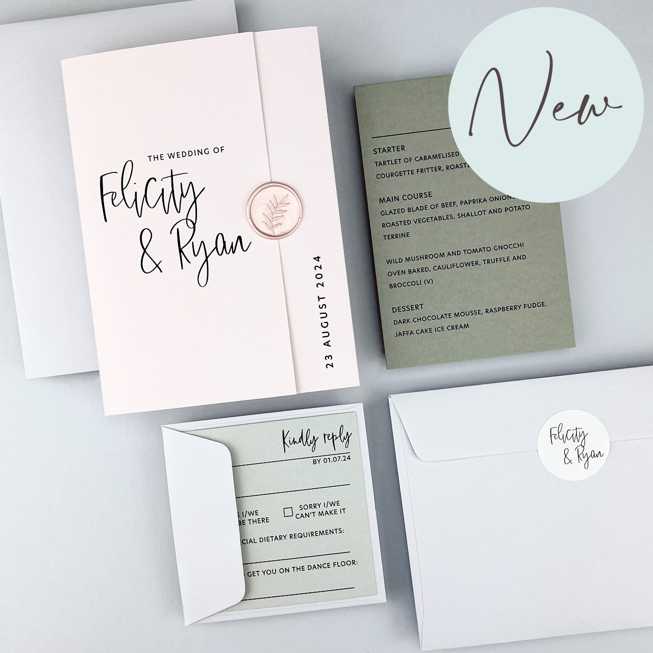 Gatefold Invitations With Monogram Hearts