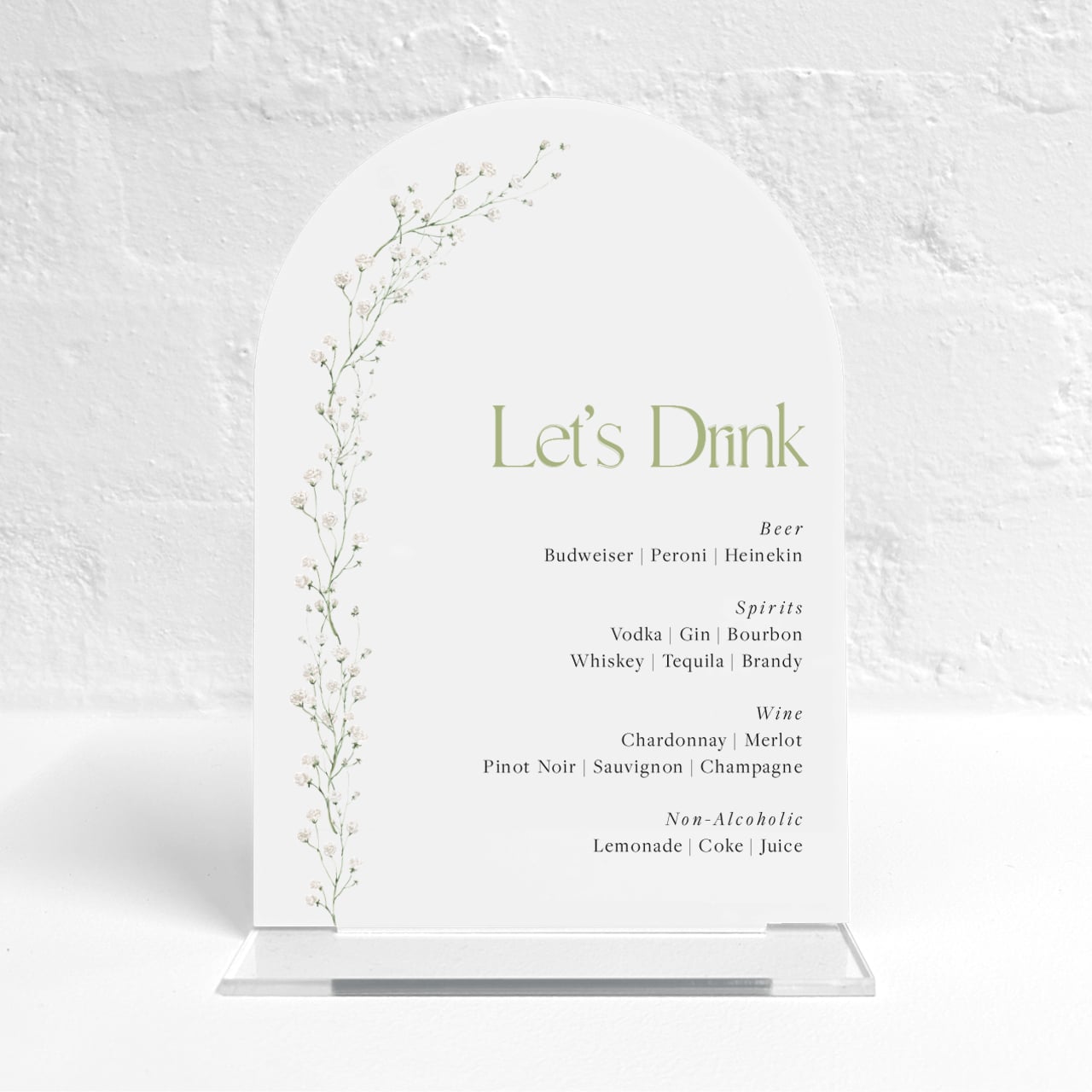 Flora A5 Acrylic Table Signage - Pure Invitation Wedding Invites