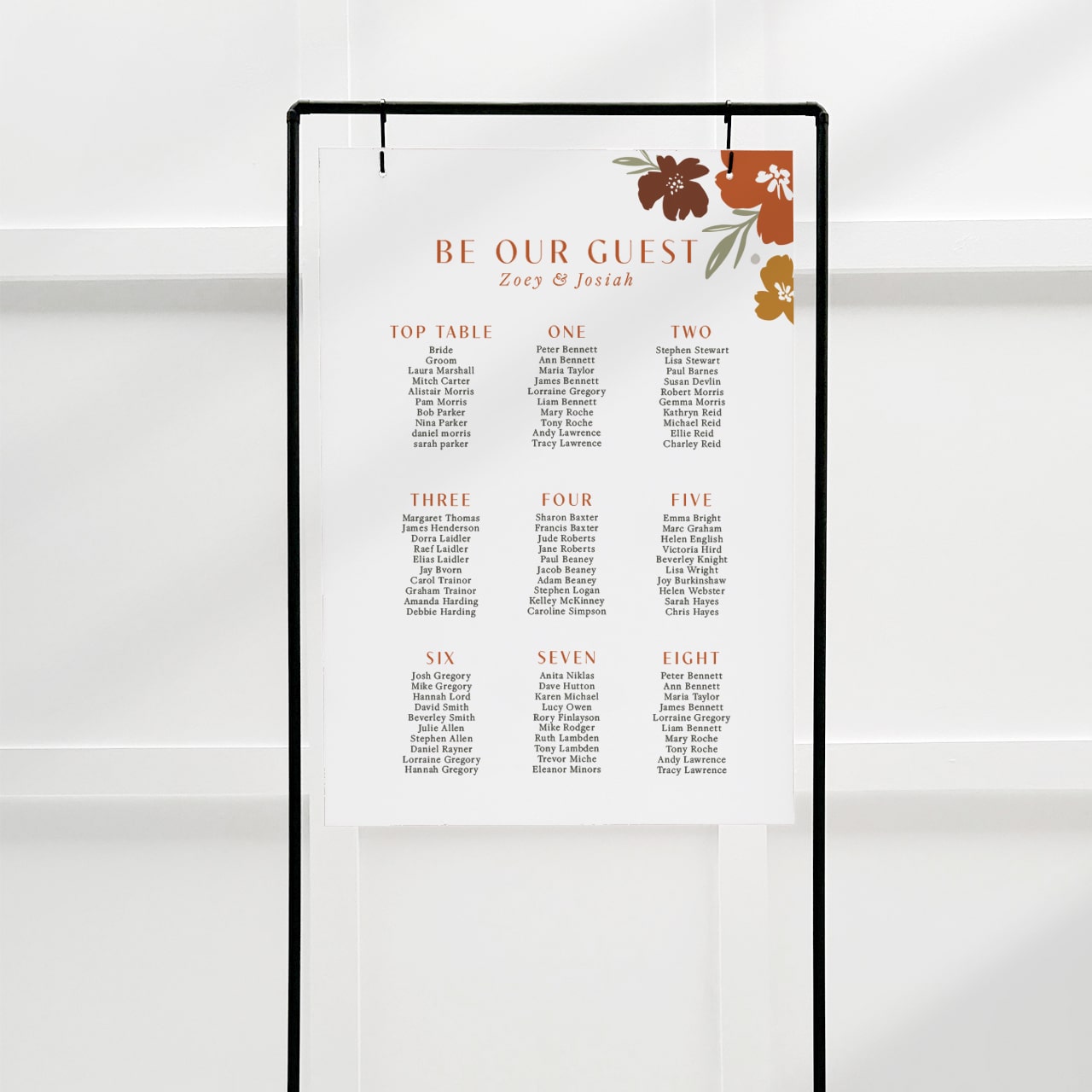 Zoey Table Plan - Pure Invitation Wedding Invites