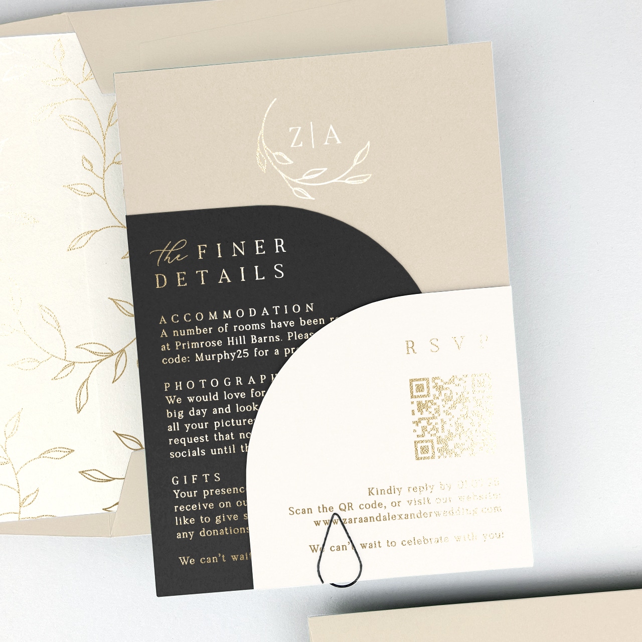 Zara Invitation - Greys / Black - Pure Invitation Wedding Invites