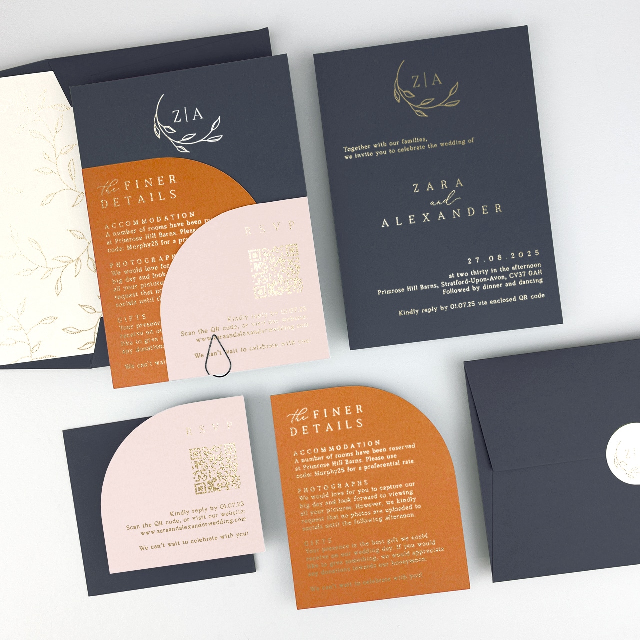 Zara Invitation - Teals / Oranges / Yellows - Pure Invitation Wedding ...