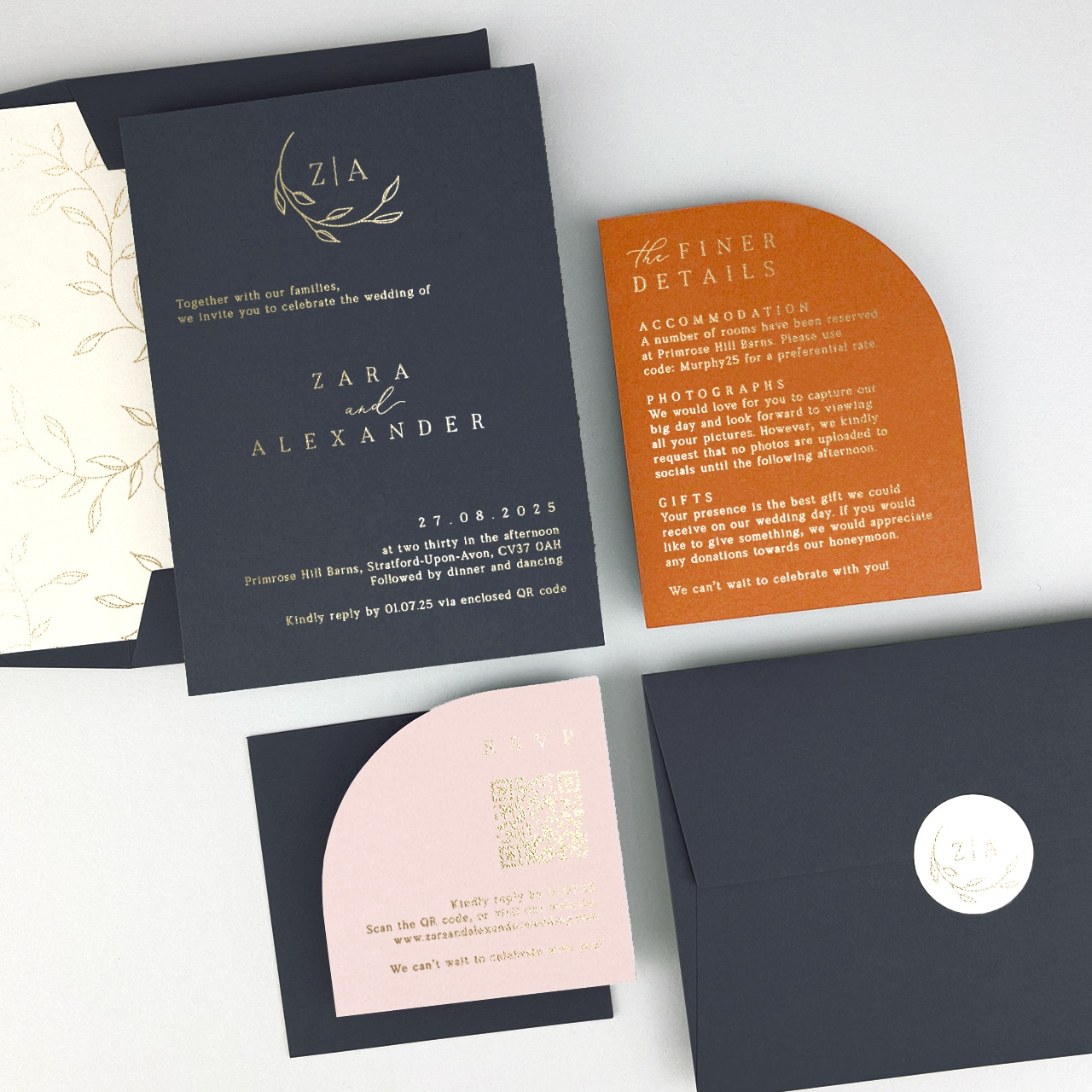 Zara Evening Invitation - Pure Invitation Wedding Invites