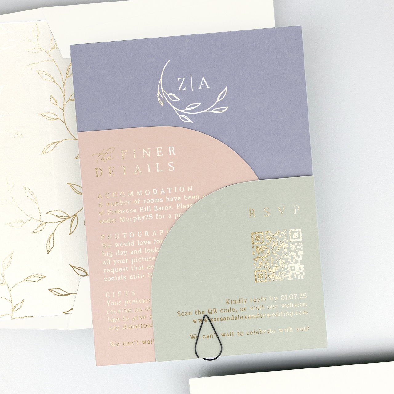 Zara Invitation - Purples / Reds / Golds - Pure Invitation Wedding Invites