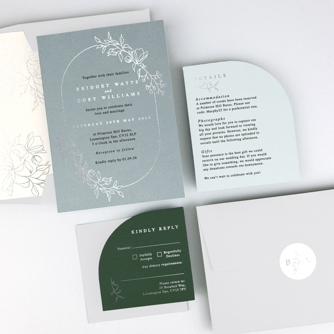 Bridget Invitation - Blues - Pure Invitation Wedding Invites