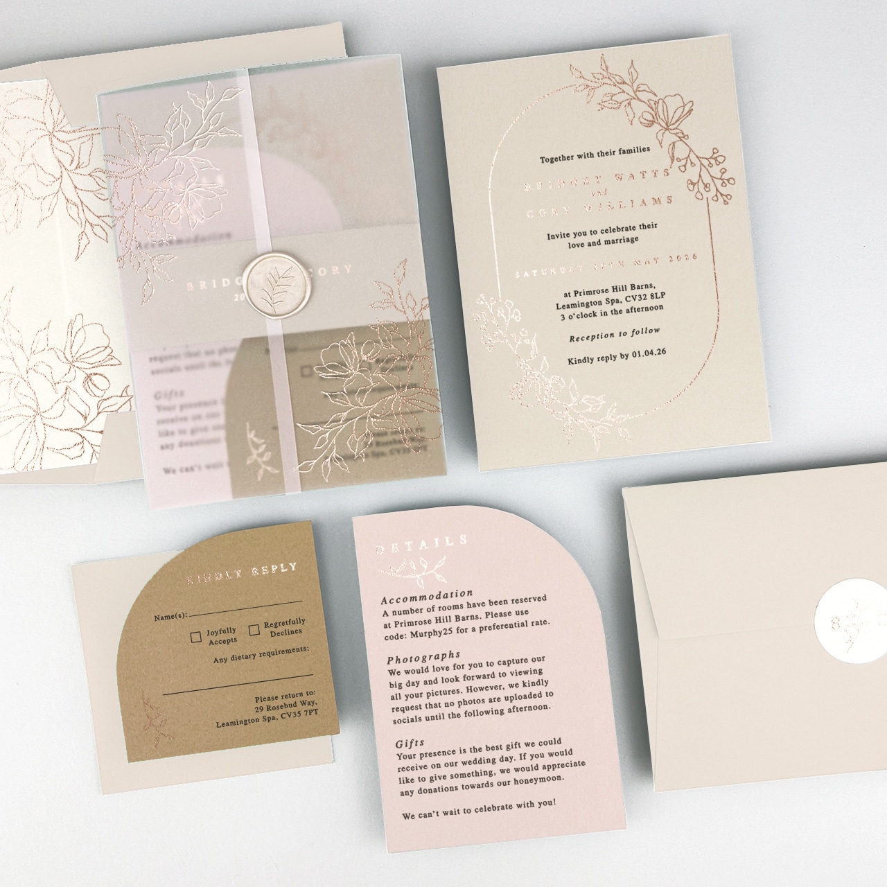 Bridget Invitation - Neutrals - Pure Invitation Wedding Invites