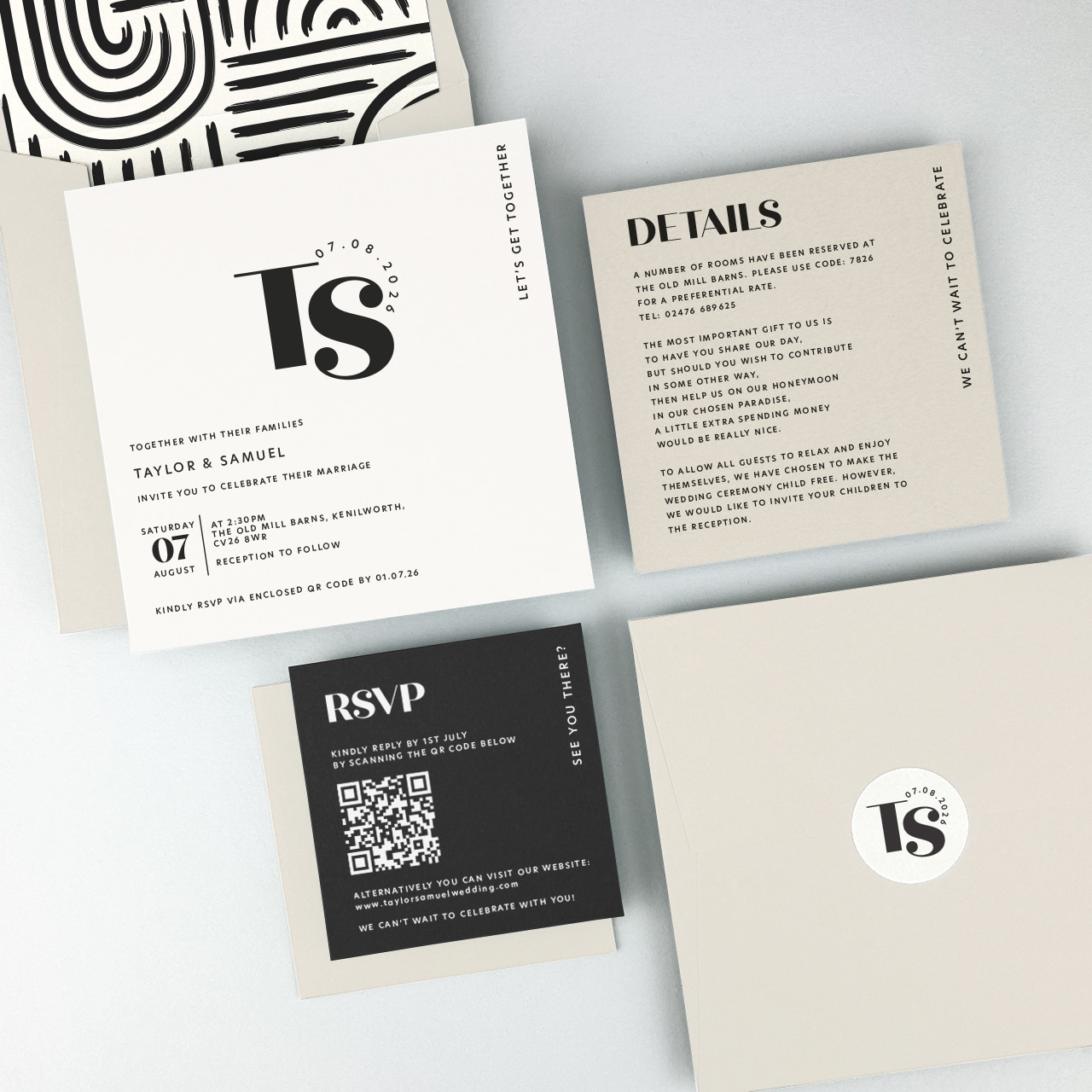 Taylor Evening Invitation - Pure Invitation Wedding Invites