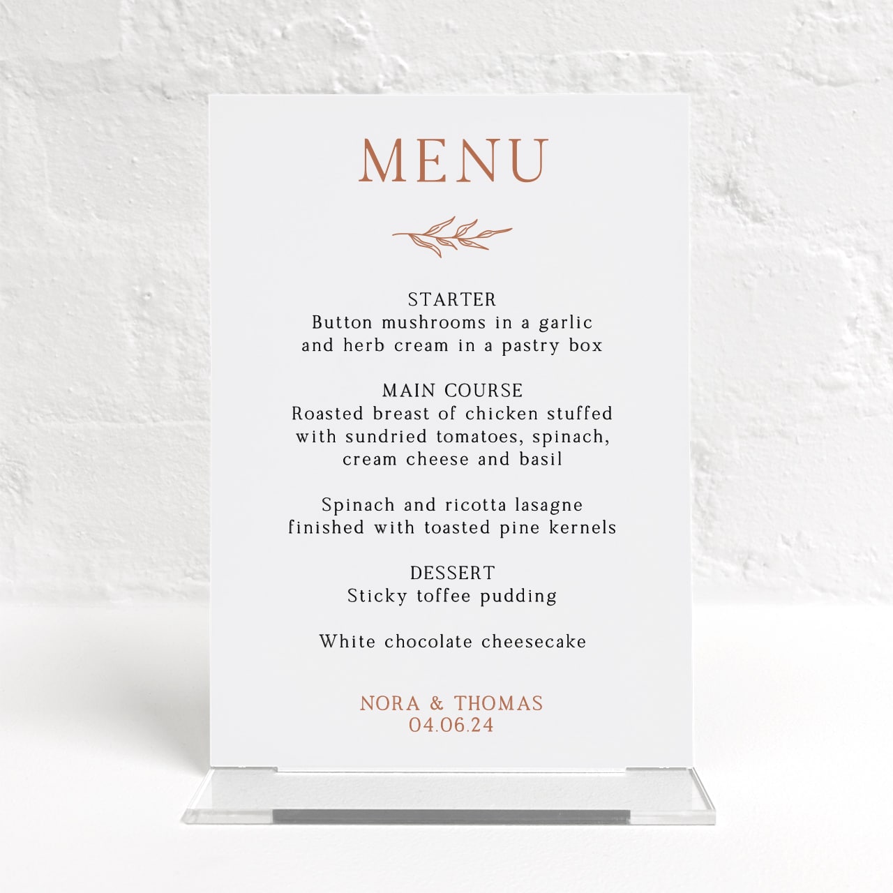 Nora Menu / Bar Sign - Pure Invitation Wedding Invites