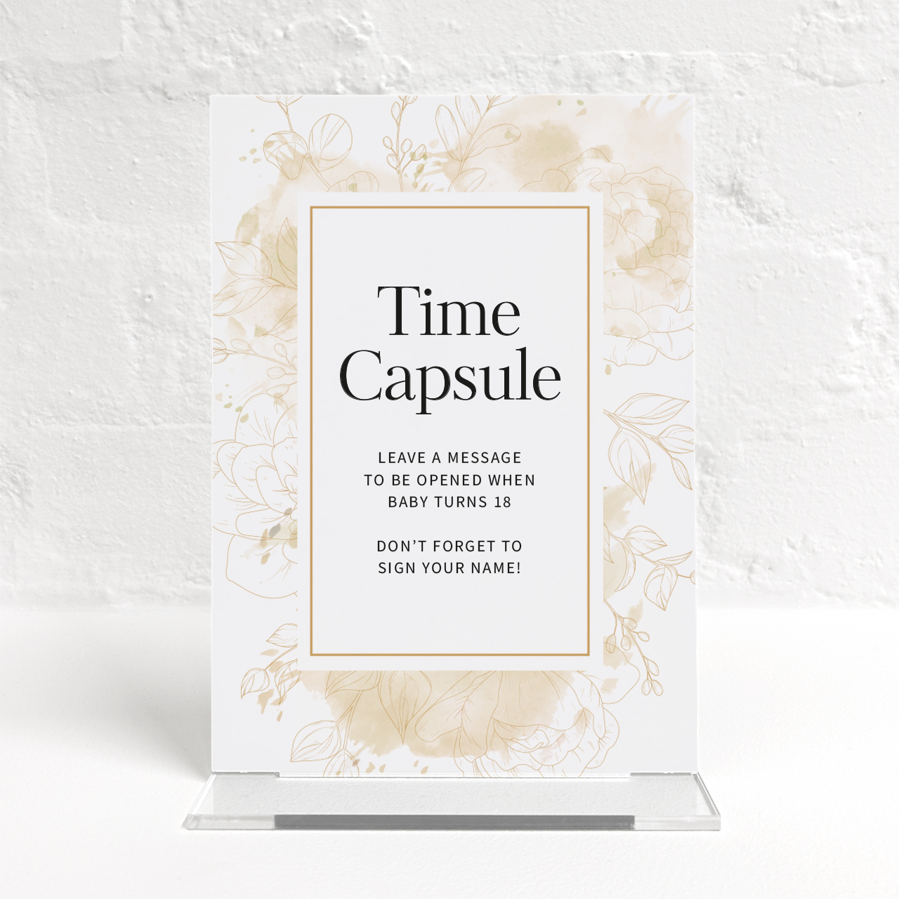 Botanical A5 Acrylic Time Capsule Sign - Pure Invitation Wedding Invites