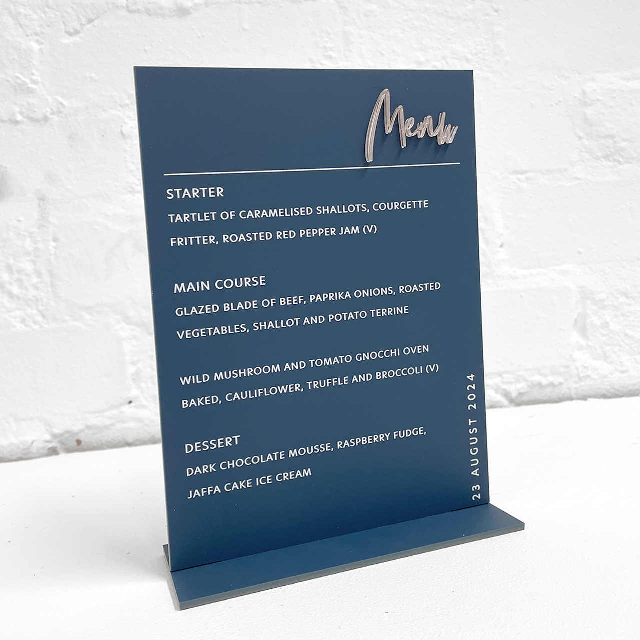 Felicity 3D Menu Sign - Pure Invitation Wedding Invites