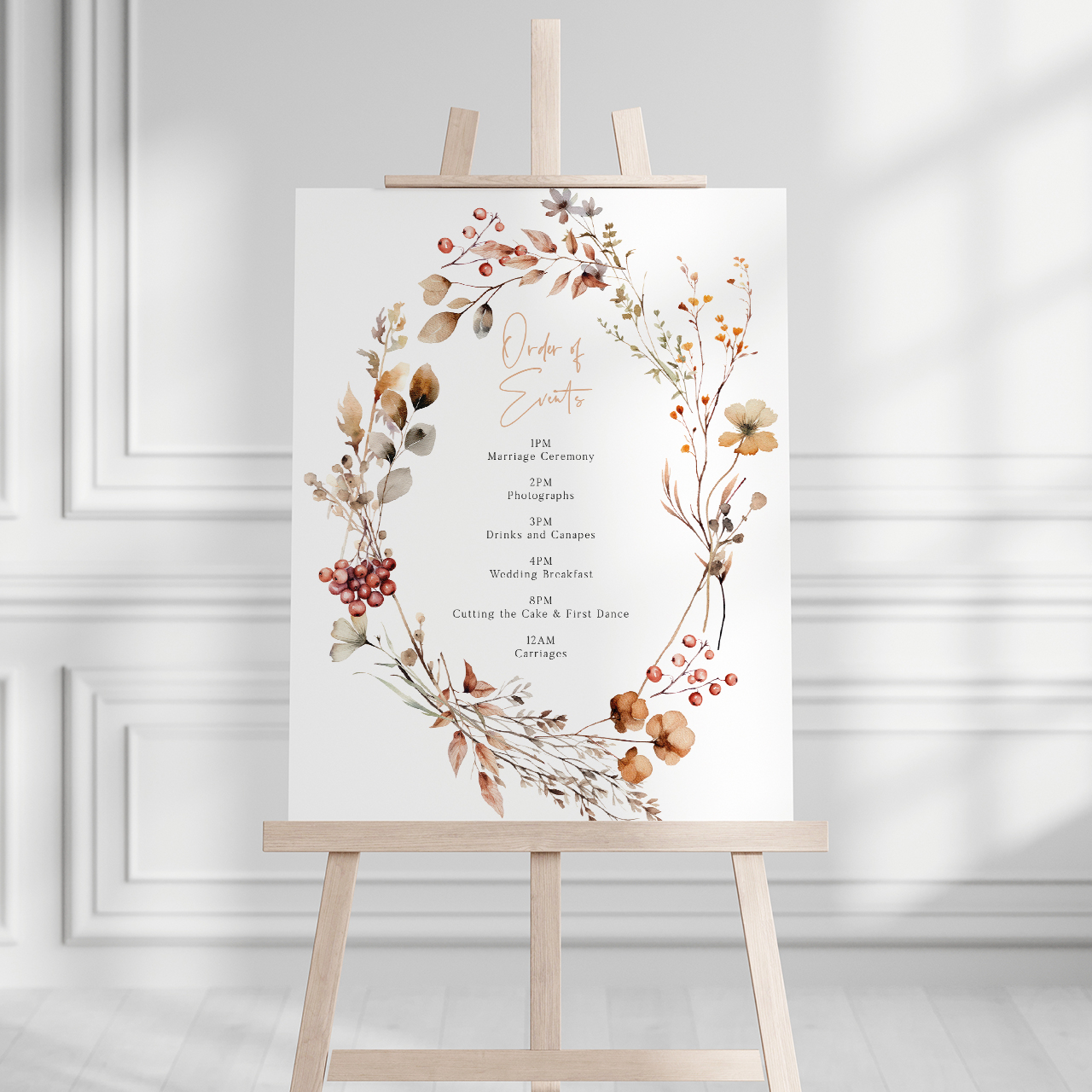Autumn Order of the Day Sign - Pure Invitation Wedding Invites