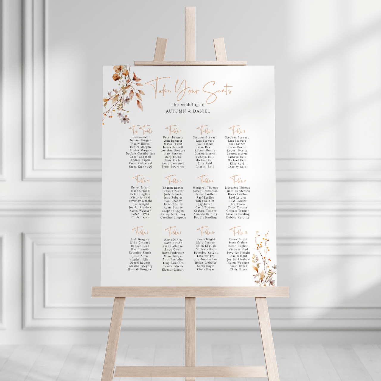 Autumn Table Plan - Pure Invitation Wedding Invites